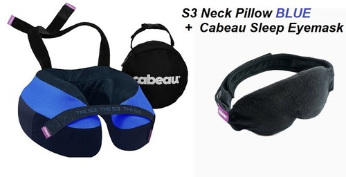 CABEAU Neck S3 Evolution Memory Foam Pillow Black Blue + CABEAU Sleep Eyemask | eBay