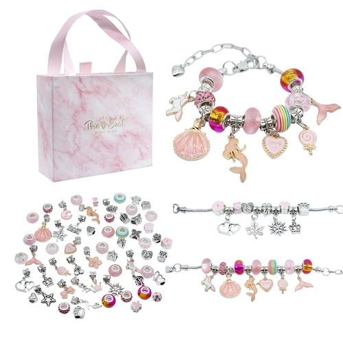 Bracelet Pink Jewellery Making Kit Charm Kids Girls DIY Craft Toy Gift ...