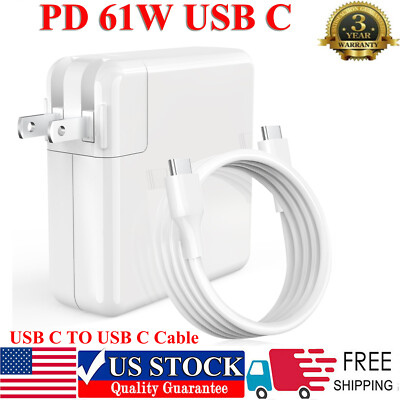 61W USB-C Charger for MacBook Pro 13" A1708 A1706 Thunderbolt 3 Type C ...