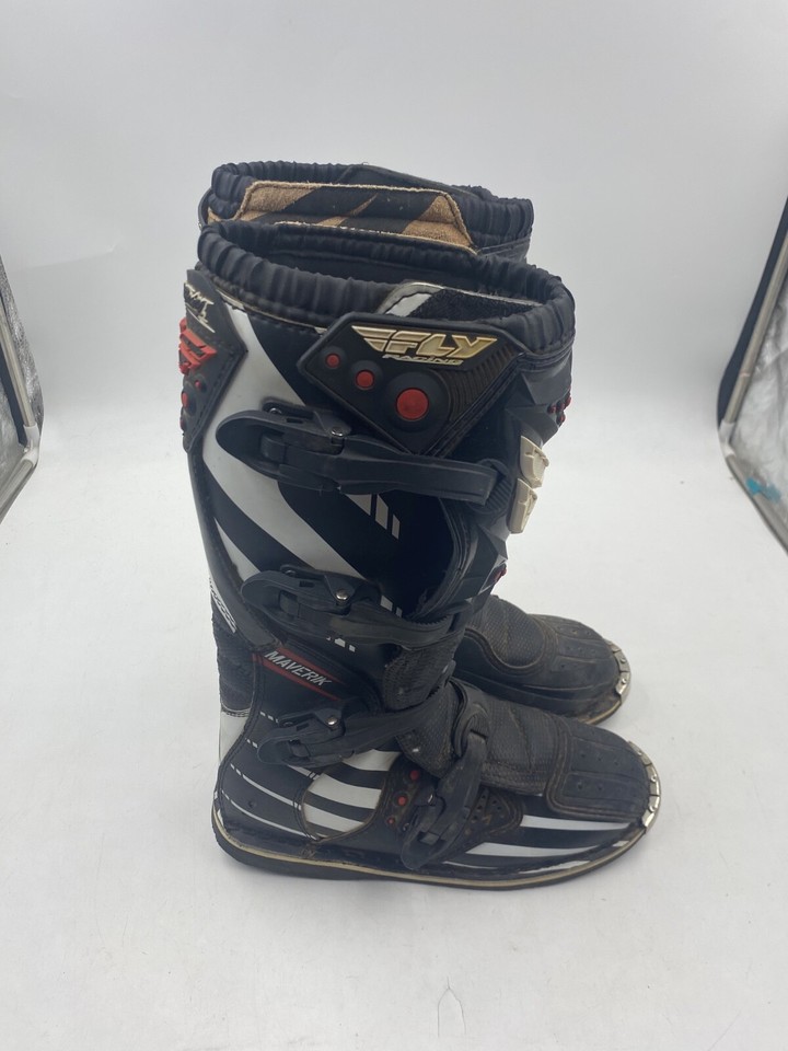 fly racing maverik mens size 9 black white motocross dirt bike atv ...