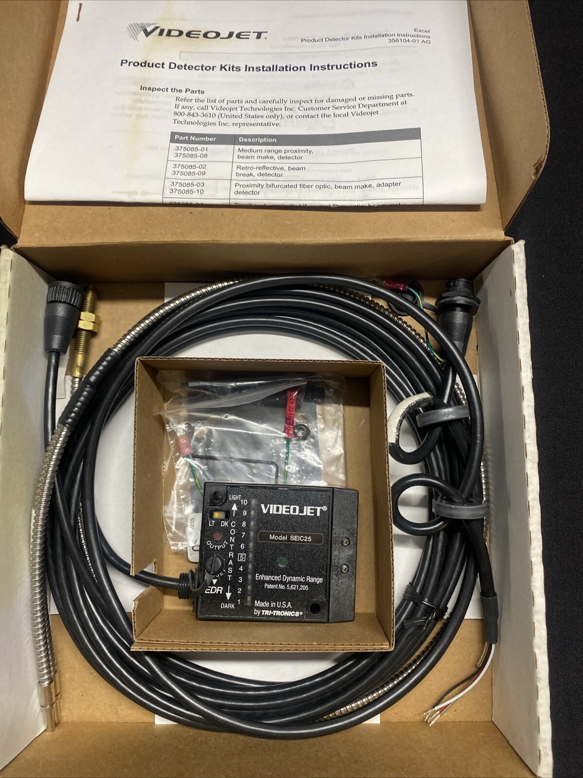 VIDEOJET SEIC25 SENSOR FIBER OPTIC PRODUCT DETECTOR KIT | eBay