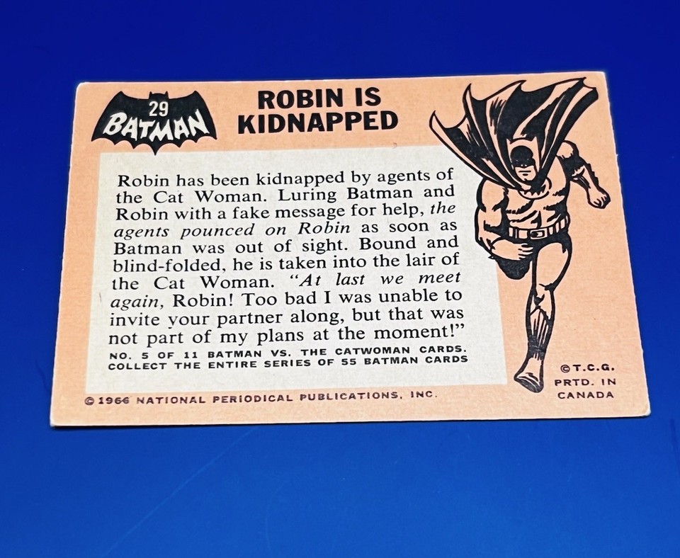 1966 Topps Batman Black Bat O-Pee-Chee Canada - #29 Robin Is Kidnapped ...