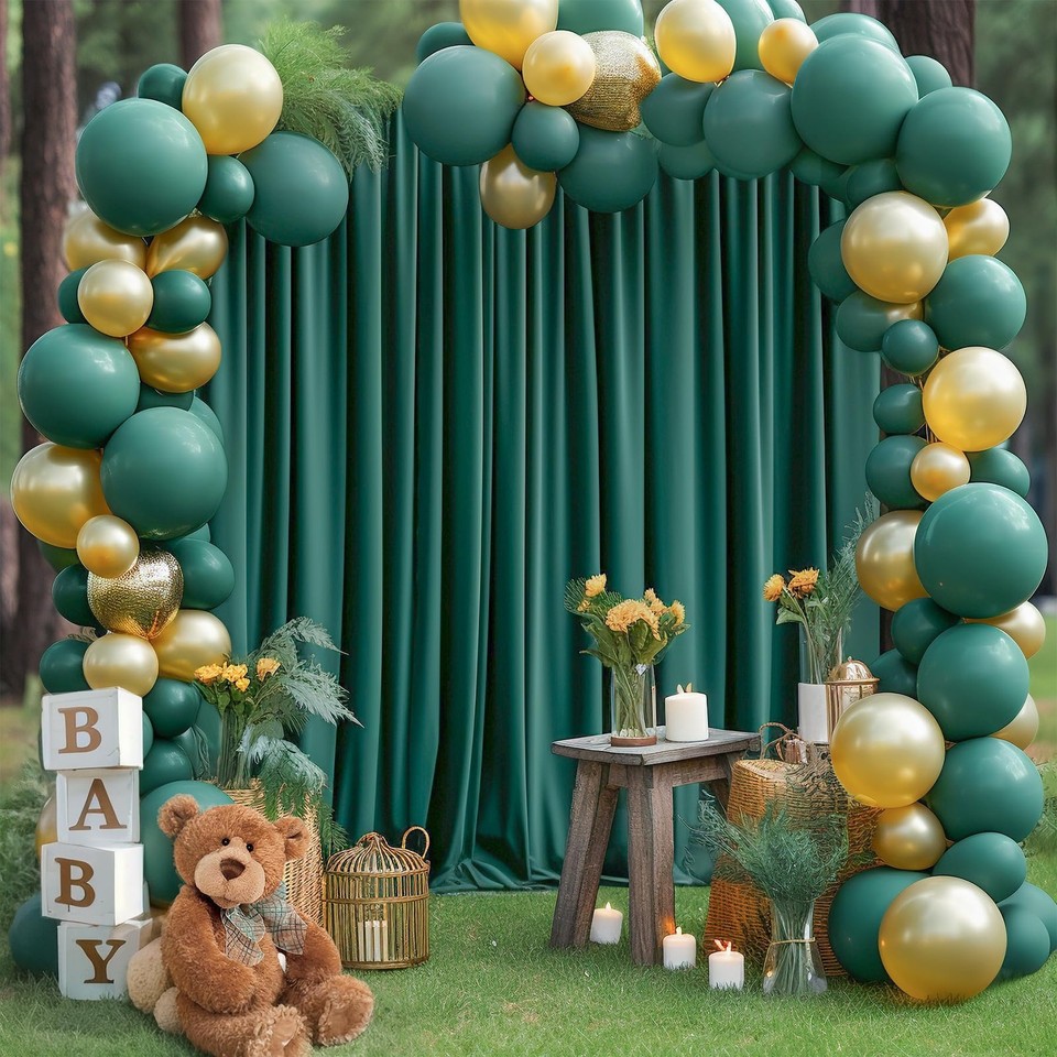 8x10FT Hunter Green Backdrop Curtains for Wedding Parties, Wrinkle Free ...