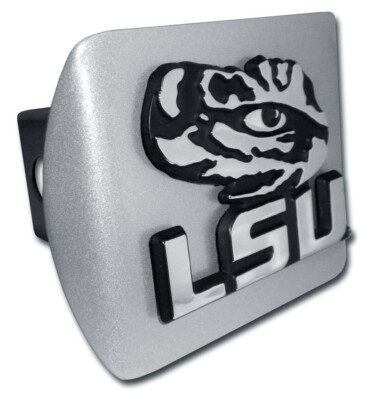 LSU Tiger Eye Emblem on Brushed Chrome Hitch Cover (Officially Licensed ...