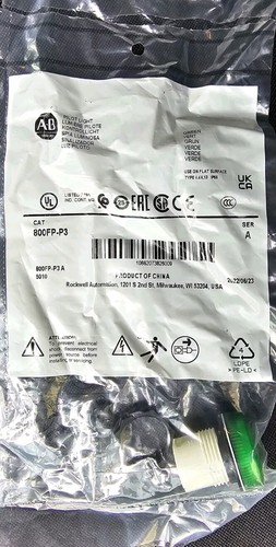 ALLEN BRADLEY 800FP-P3 PILOT LIGHT GREEN - New & Sealed! Rockwell ...