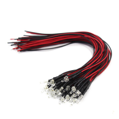 20pcs Pre-wired Resistor 26awg 20cm Wire Warm White 2mm LED Lamp Light ...