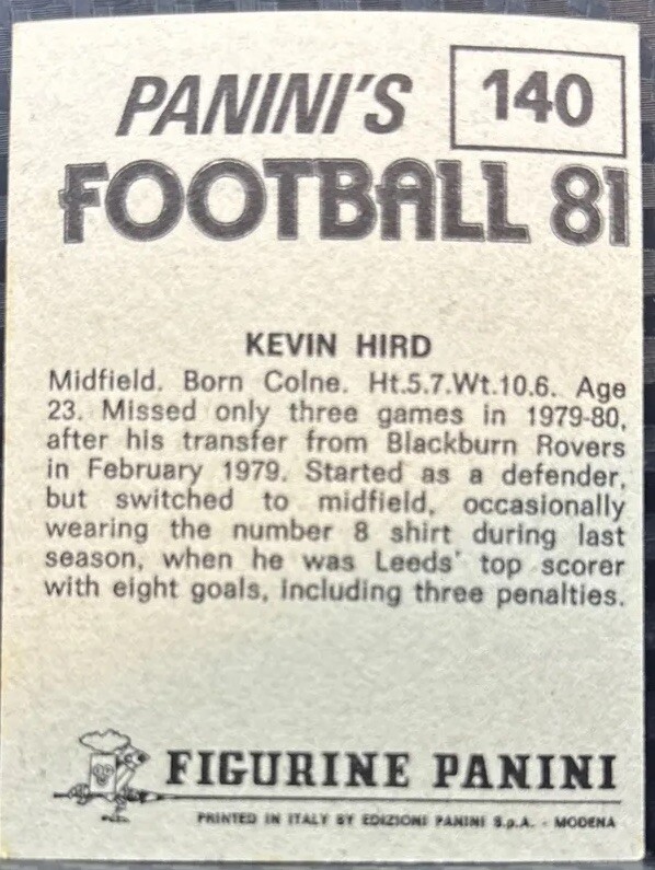 Panini Football 81 - # 140 - KEVIN HIRD - Leeds United | eBay