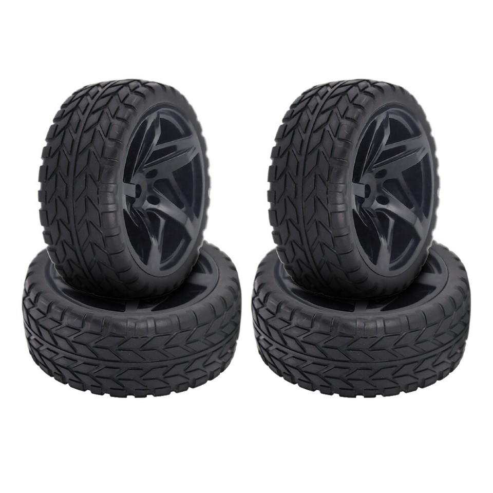 4 x RC Rubber Tires &Wheels Rims 12mm Hex For Tamiya HPI HSP 1/10 On ...