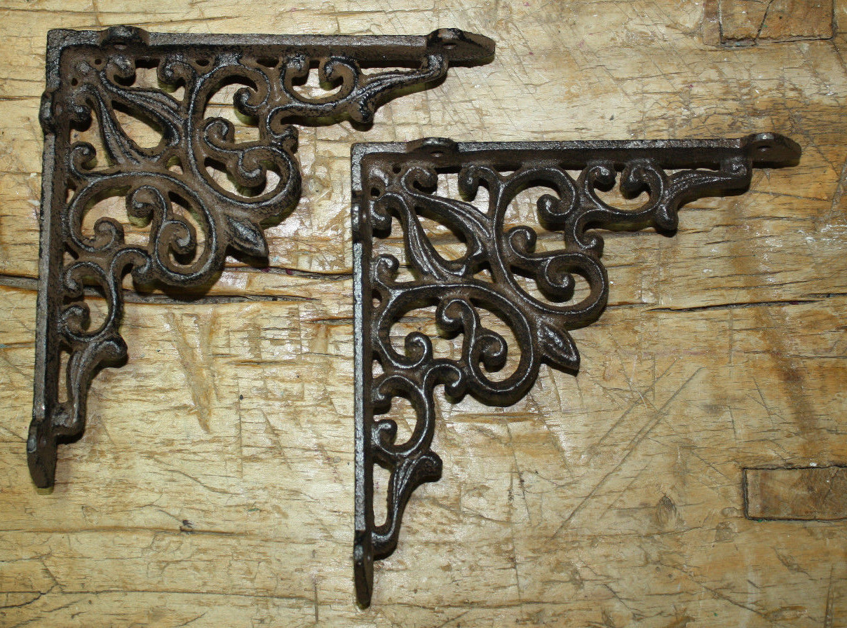 12 Cast Iron Antique Style Heart Brackets, Garden Braces Shelf Bracket ...