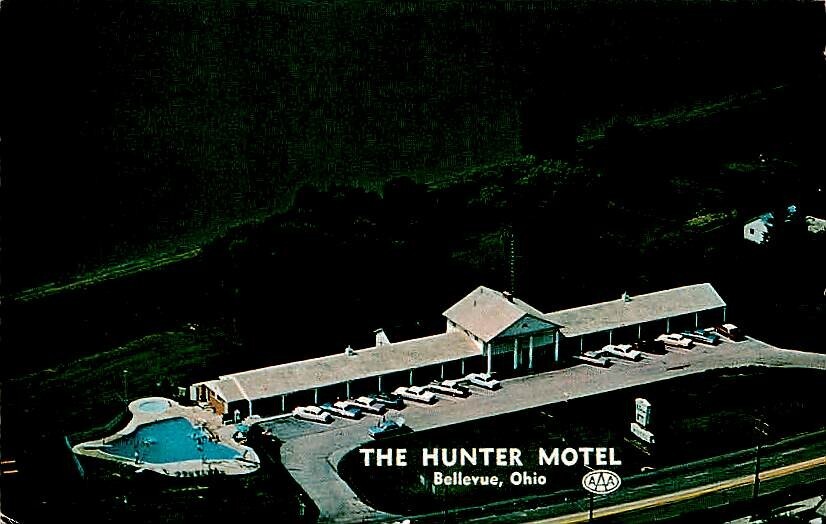 Postcard Hunter Motel Bellevue Ohio | eBay