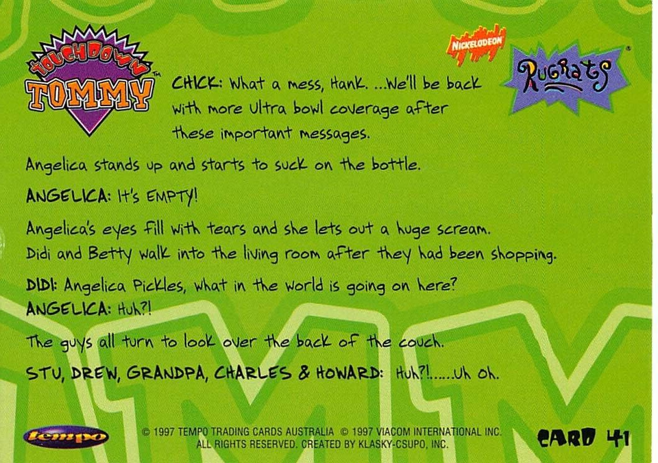 Rugrats Nickelodeon Vintage Trading Card 1997 Tempo #41 VG | eBay