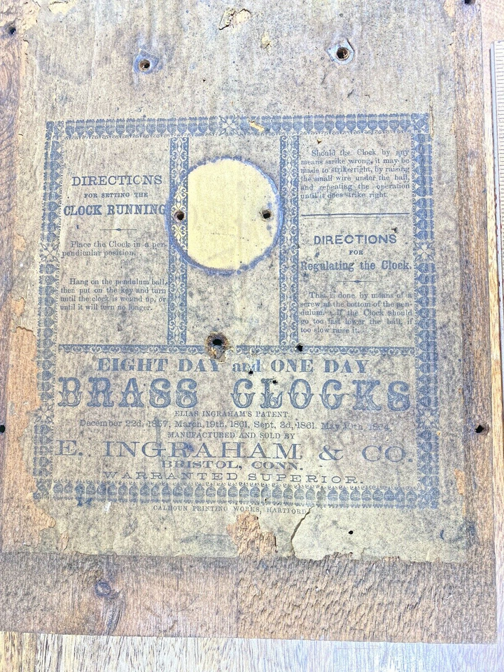 Old Ingraham Clock Back Board 15 1/16 X 7 3/4 Inches (LL5202) | eBay