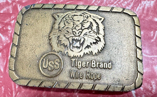 USS Tiger Brand Wire Rope Oil Oilfield Industry Brass Belt Buckle Hit ...