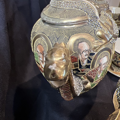 Enchanting 11 Piece Japanese Satsuma Dragonware Tea Set Gold Detailing ...