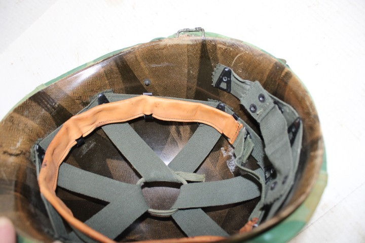 US Military Issue Vietnam Era M1 Steel Pot Helmet with Liner Camouflage ...