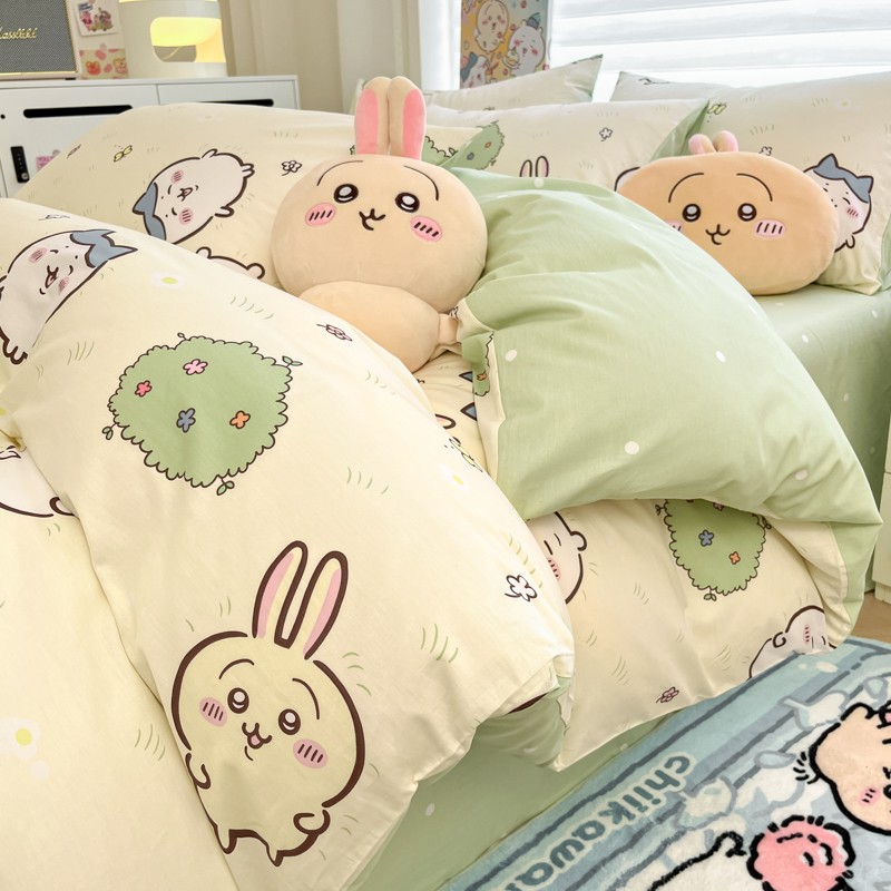 Chiikawa Hachiware Usagi Cartoon Bedding Set Bed Sheet Duvet Cover ...