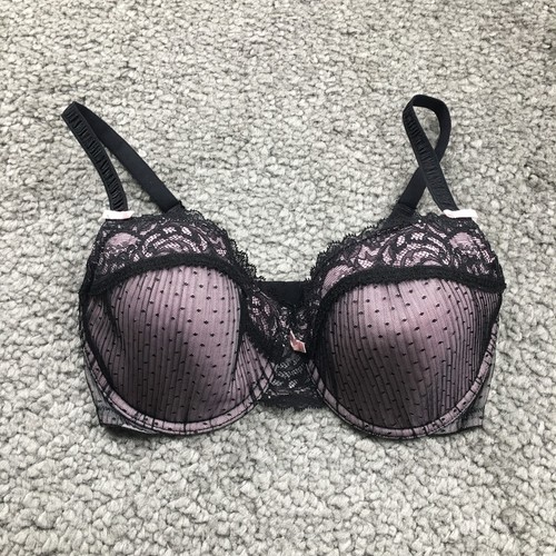 Felina Womens Bra Size 34DD Purple Lace-Trim Swiss Dot Adjustable Strap ...