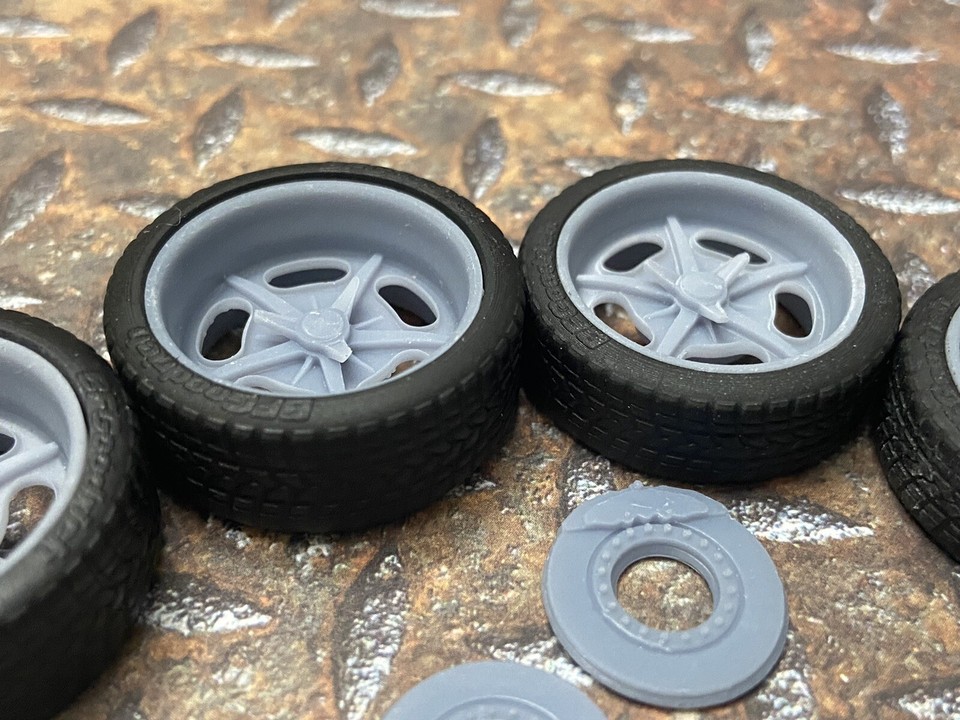 Resin Halibrand Dragmaster style model car wheels, 1/24 1/25 scale, 21 ...