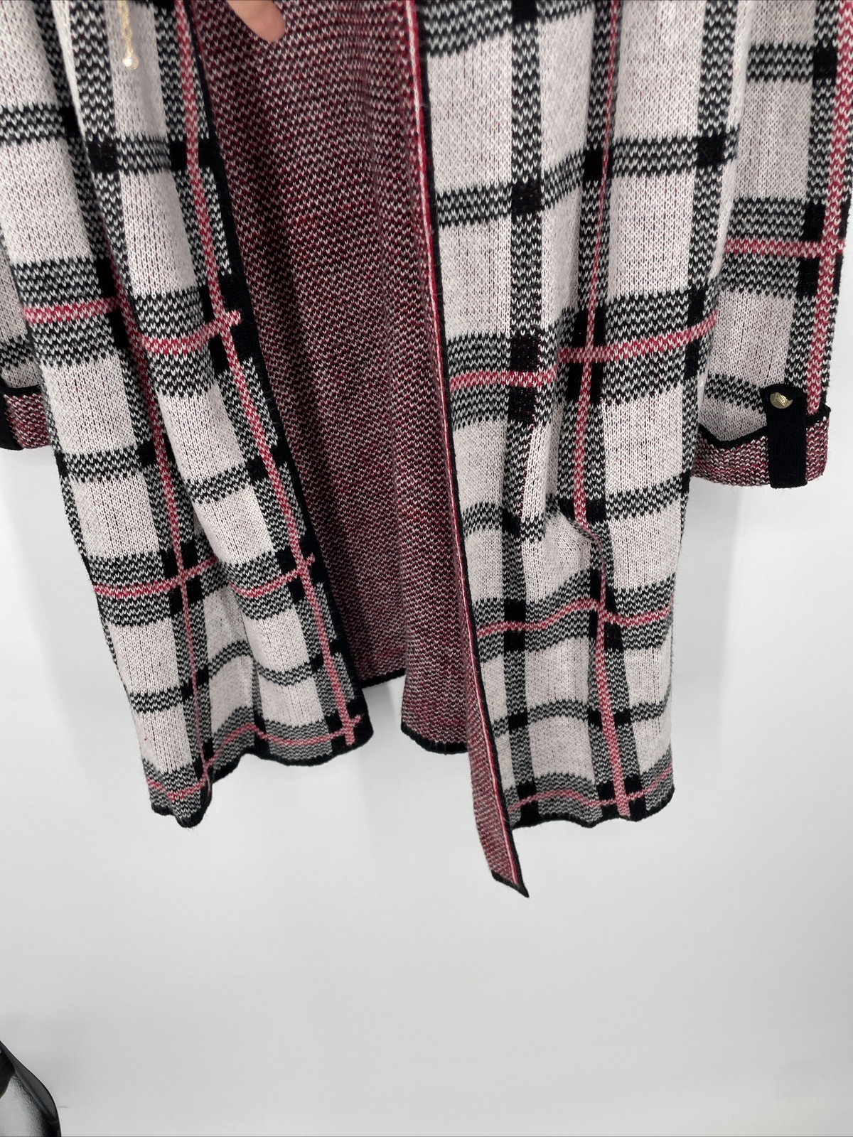 Adrienne Vittadini Women's Size M Red Plaid Cardigan Sweater | eBay