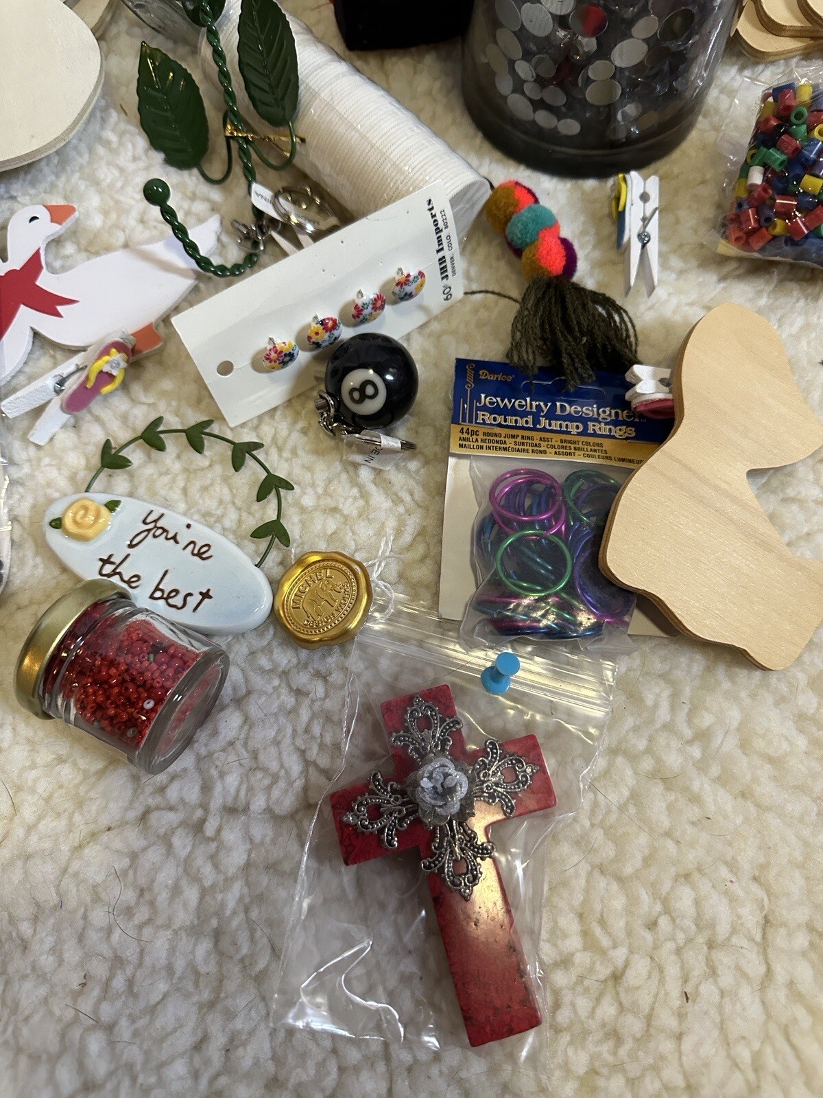 Lot of Misc. Craft Supplies for Various Craft Projects, Wood, Beads ...