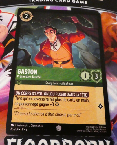 LORCANA TRADING CARD GAME TCG DISNEY CHAPITRE 2 CARTE GASTON 83/204 FR ...