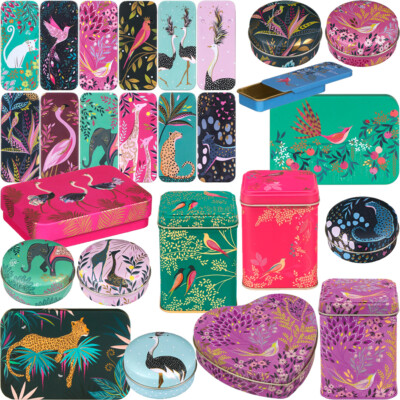 SARA MILLER METAL TIN BOX Accessory Home Keepsake Pill Storage Sweet ...