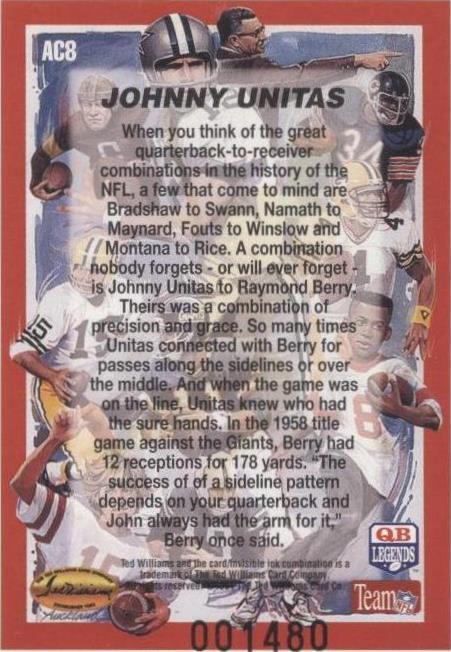 1994 Ted Williams Card Company Roger Staubach's NFL Football Johnny ...