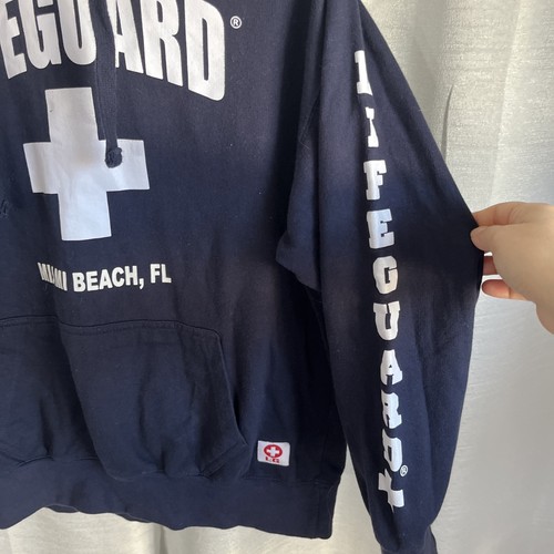 Lifeguard MIAMI BEACH Hoodie Cotton Sweatshirt Navy Blue MEDIUM | eBay
