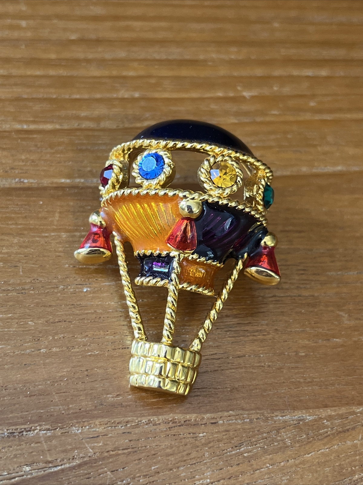 Vintage Enamel And Rhinestones hot air balloon Brooch | eBay