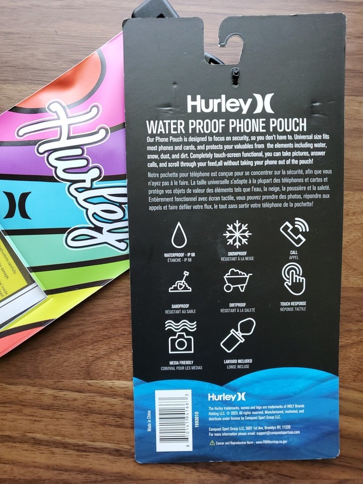 Hurley Waterproof Phone Pouch Included Lanyard Functional Plastic Touch ...