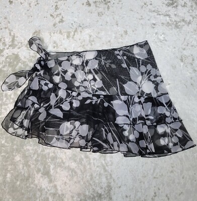 Stretch Black & White Floral Mesh Sarong/Wrap/Beach Bikini Cover Up ...