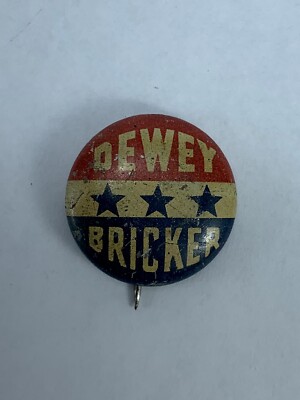 Dewey Bricker Vintage Political Presidential Campaign Pin | eBay