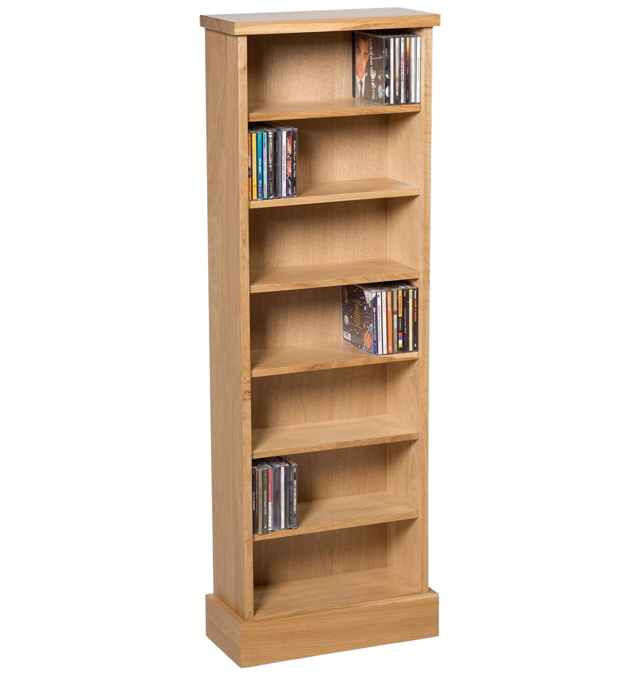 CD Storage Rack, Wooden Shelving Tower Unit, Oak Display Cabinet ...