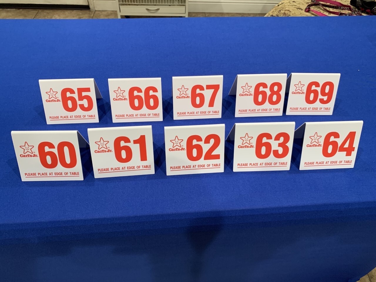 Classic Carls Jr Table Tent Number 00 thru 99 | eBay