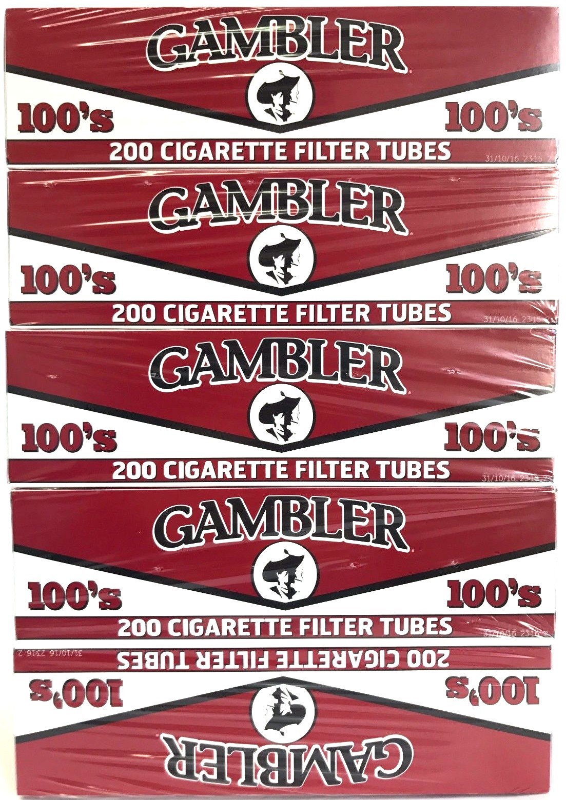 Gambler Regular Full Flavor 100MM 100s Cigarette Tubes - 5 Boxes (1000 ...