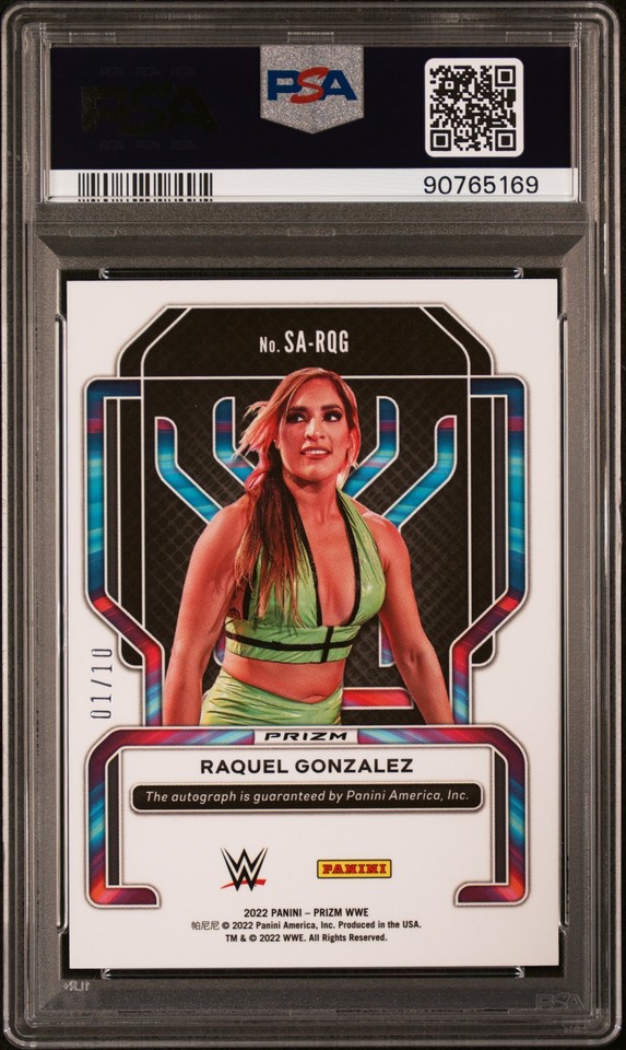 2022 Panini Prizm WWE Raquel Gonzalez /10 GOLD Autograph Card #SARQG ...