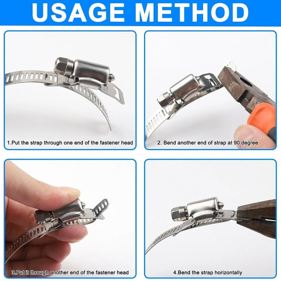 Adjustable Large Hose Clamps Worm Gear Stainless Steel Clamp Fasteners ...