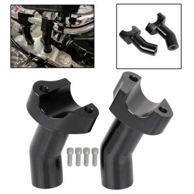 Black CNC 3.5" Tall Pullback Handlebar Risers Black For Harley Dyna ...