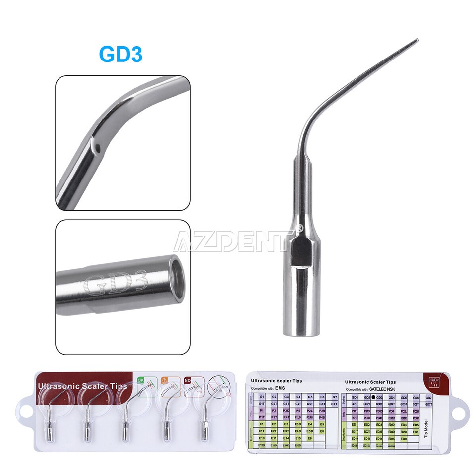 19 Type AZDENT Dental Ultrasonic Scaler Scaling Endo Perio Tips Fit NSK ...