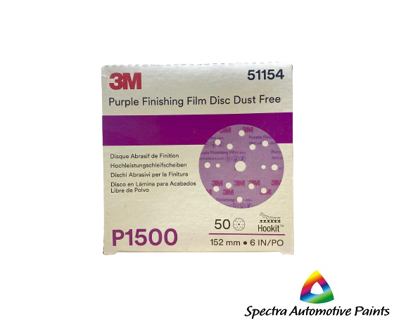 3M 51154 Hookit Velcro® Purple 6" P1500 Grit Dust-Free Finishing Film ...