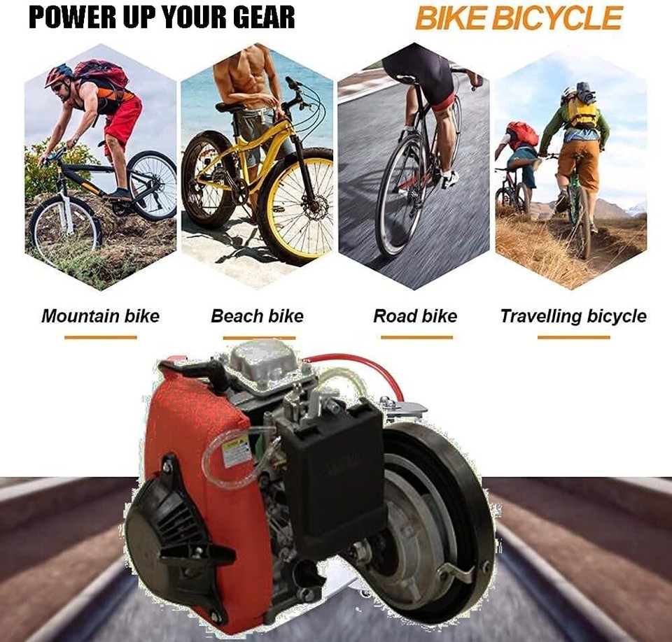 Bicycle Engine Kit Motorized 4 Stroke 49cc Petrol Gas Motor Engine Bike ...