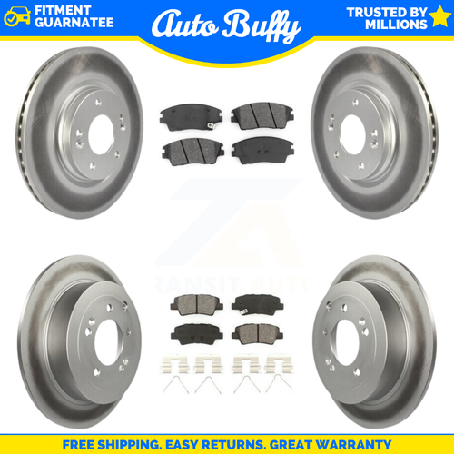Coated Disc Brake Rotors Semi-Metallic Pad Front Rear Kit For Hyundai ...