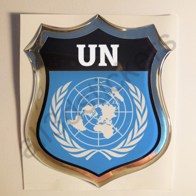 Sticker UN United Nations Emblem 3D Resin Domed Gel Flag Vinyl Decal ...