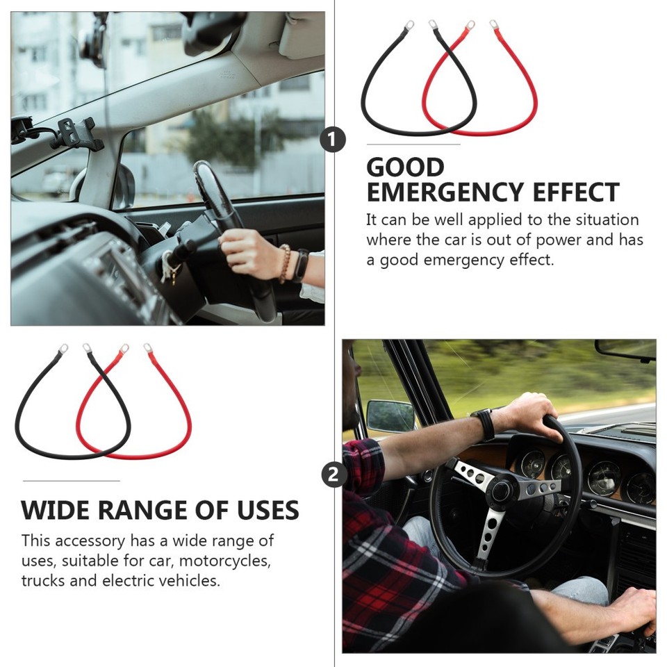 2Pcs Battery Cable Power Cable with Ring Eyelets Car Battery Cable for ...