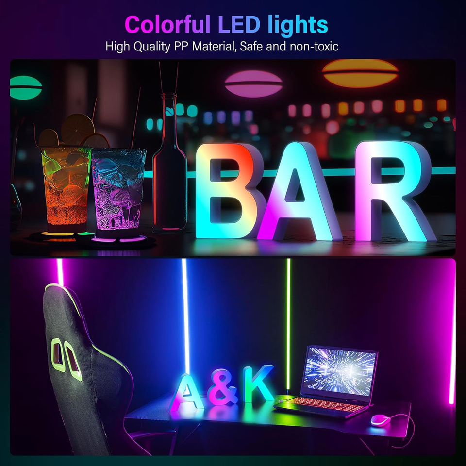 Lettere Luminoso Con USB, APP Controllo Luci LED Di Lettera Alfabeto ...