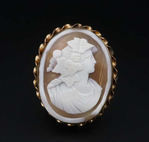 Vintage Gold Filled Hand Carved Shell Cameo Pendant Brooch 2.2" Floral ...