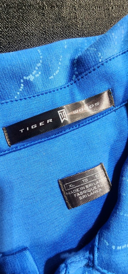 Tiger Woods Men's XL Golf Polo Shirt Blue Ombre Topographic Short ...