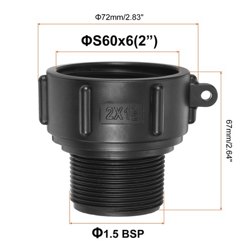 2pcs IBC Tote Adapter 2" Female x 1.5 BSP Male Thread 275-330 G Drain ...