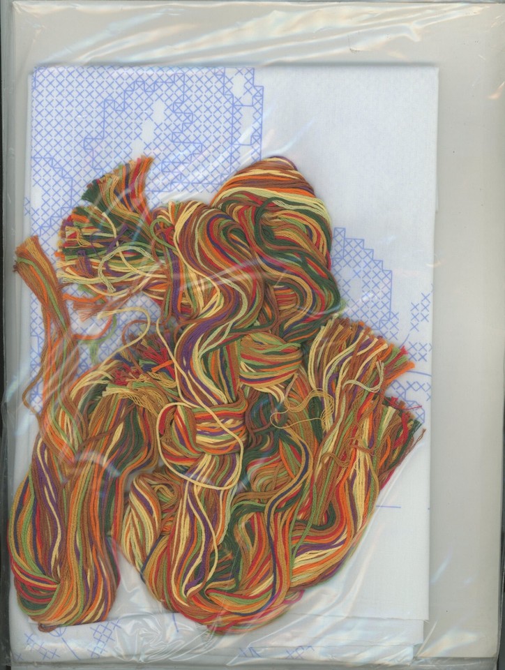 Vintage Bucilla Autumn Harvest Table Runner Stamped Cross Stitch 82870 ...