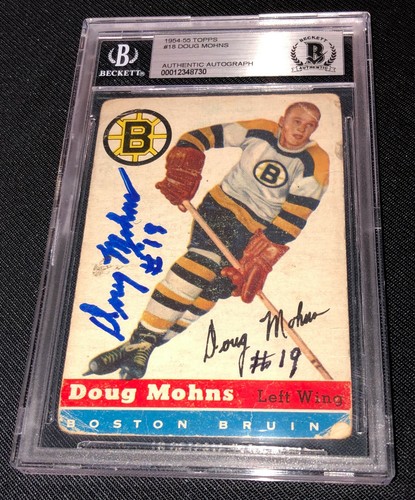 DOUG MOHNS SIGNED 1954-55 TOPPS #18 BRUINS ROOKIE CARD BECKETT ...
